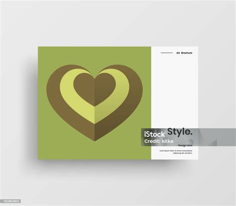 놀라운 발렌타인 데이 벡터 A4 수평 방향 전면 페이지 모형 하트 일러스트 디자인 레이아웃이 있는 추상 커버 휴일 인사말 카드