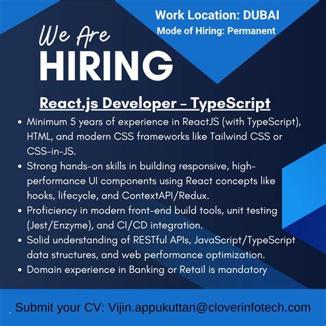 Urgenthiring Cloverinfotech Hiringalert Frontend Developer Reactjs Typescript Html Css