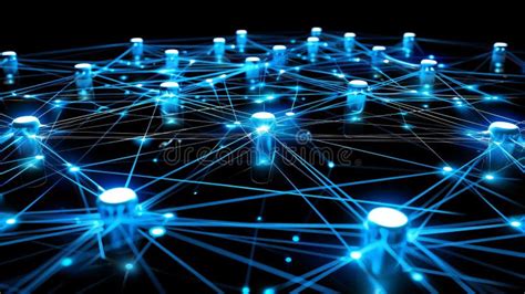 Abstract Network Connection Glowing Nodes And Lines Stock Illustration