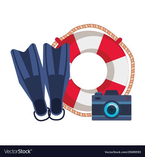 Marine Float With Camera Photographic And Diving Vector Image