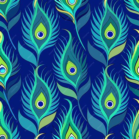 Peacock Feather Seamless Pattern Background Vector Illustration For