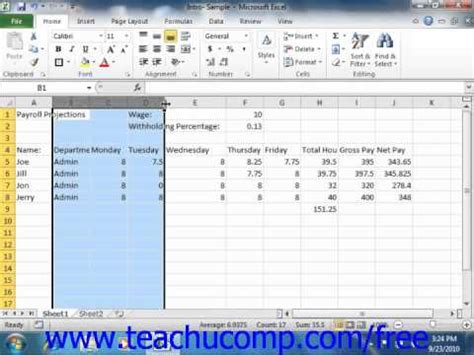 Excel 2010 Tutorial Adjusting Column Width And Row Height Microsoft