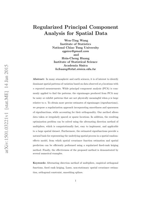 Pdf Regularized Principal Component Analysis For Spatial Data