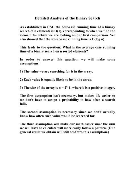 Detailed Analysis Of The Binary Search