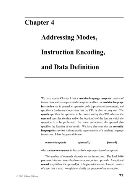 Chapter Addressing Modes Instruction Encoding Chapter Pdf Assembly Language Integer