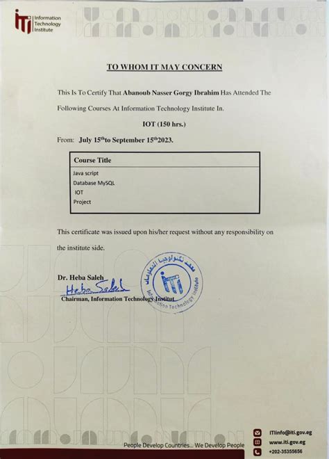 Abanoub Nasser On Linkedin Iti Itisummertraining Iot Internetofthings