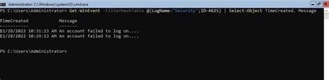 how to find failed logon attempts in powershell