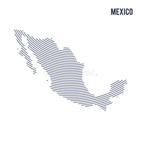 Vector Abstract Hatched Map Of Mexico With Curve Lines Isolated On A