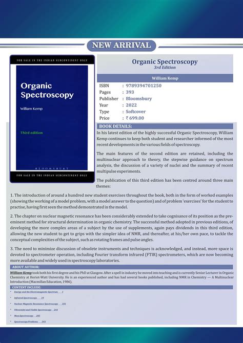 Organic Spectroscopy Cabh Caitanya Book House