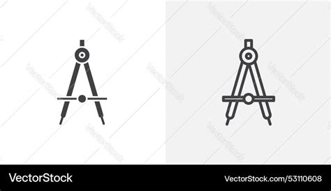 Drawing Compass Thin Line Icon Set Royalty Free Vector Image