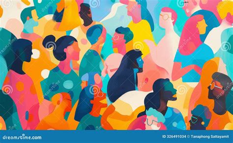 Colorful Crowd Of People A Colorful Illustration Featuring A Diverse Group Of People