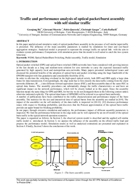 pdf traffic and performance analysis of optical packet burst assembly
