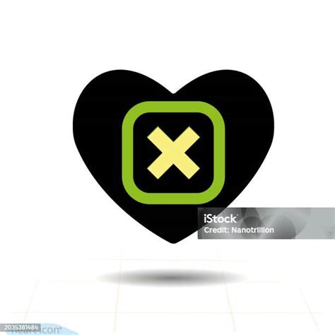 하트 아이콘입니다 사랑의 상징 발렌타인 데이는 녹색의 표시와 함께 삭제 닫기 취소 그래픽과 웹 디자인 로고를 위한 플랫 스타일 흰색 배경에 고립된 Ui 그림 개념에 대한