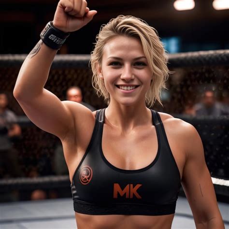 Premium Ai Image Woman Mma Fighter Smiling