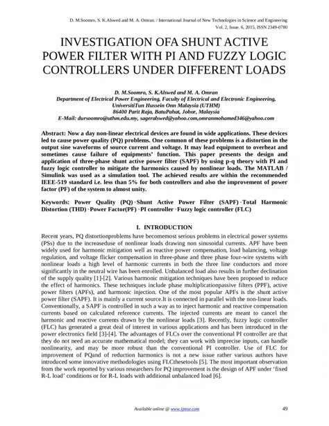 pdf investigation ofa shunt active power filter with pi and fuzzy