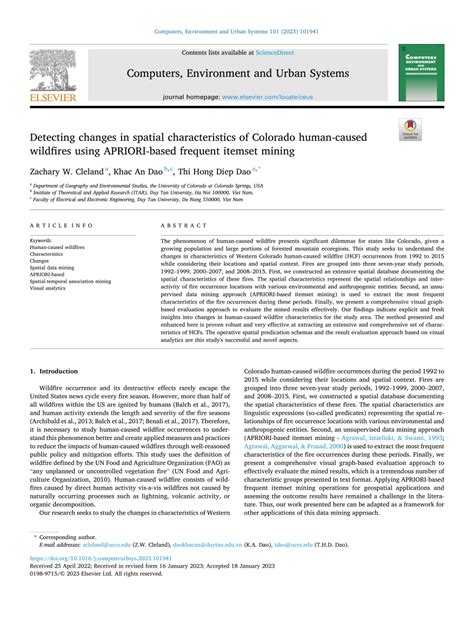 PDF Detecting Changes In Spatial Characteristics Of Colorado Human