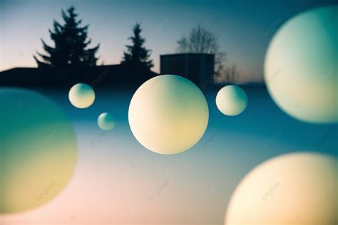 Serene Light Orbs In Aqua And Yellow With Blue To White Gradient Calming Scene Soft Focus Orbs