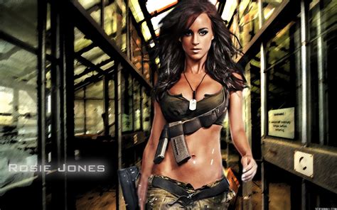 Rosie Jones Women Boobs Girls With Guns Belly Brunette Model