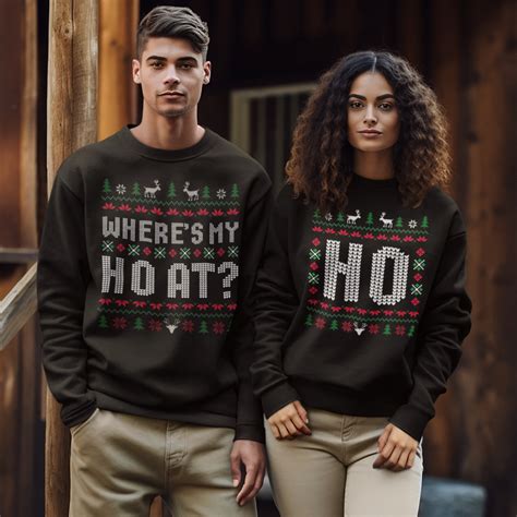 Ho Ugly Christmas Sweater Comfy Couples Matching Crewneck Sweatshirt