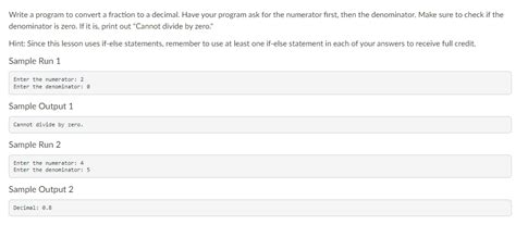 Solved Write A Program To Convert A Fraction To A Decimal Chegg Com