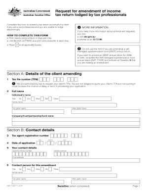 Request For Amendment Of Income Tax Return Lodged By Tax Professionals Fill Online Printable