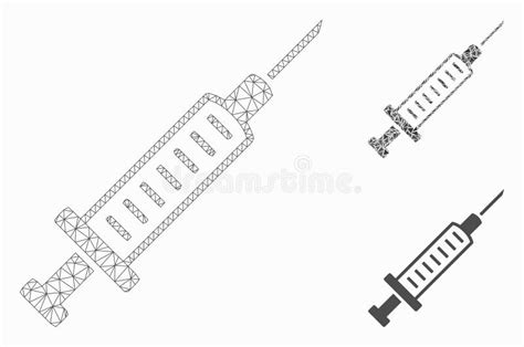 Syringe Vector Mesh Wire Frame Model And Triangle Mosaic Icon Stock