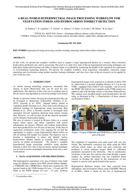 PDF A REAL WORLD HYPERSPECTRAL IMAGE PROCESSING WORKFLOW FOR VEGETATION STRESS AND HYDROCARBON