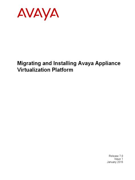Migrating And Installing Avaya Appliance Virtualization Platform Download Free Pdf Network