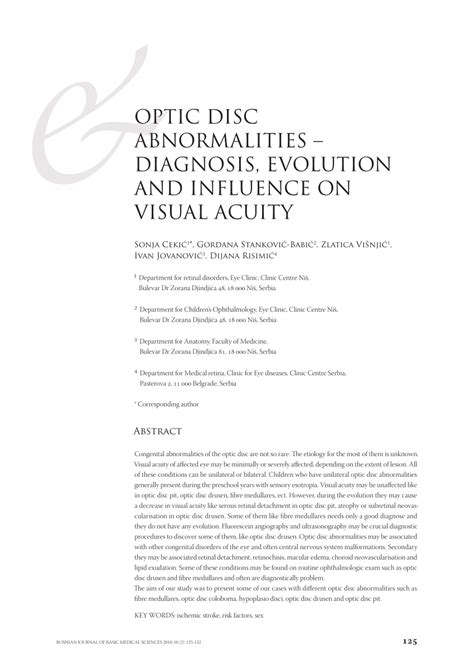 Pdf Optic Disc Abnormalities Diagnosis Evolution And Influence On Visual Acuity Pdf Optic Disc Abnormalities Diagnosis Evolution And Influence On Visual Acuity