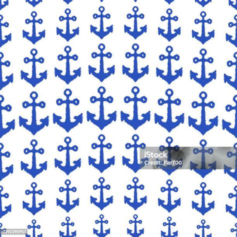 흰색 배경에 고립 된 작은 파란색 잉크 선박 앵커 귀여운 흑백 이음새가 없는 패턴 벡터 간단한 평면 그래픽 손으로 그린 그림 텍스처 곡선에 대한 스톡 벡터 아트 및 기타