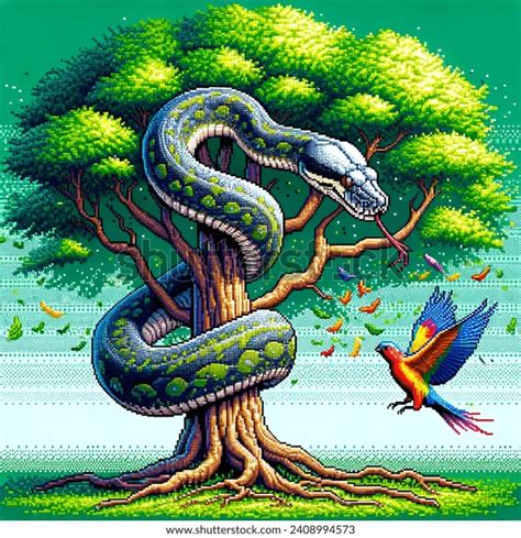 Pixel Art Vectorstyle Image Python Tree Ai Generated Image 2408994573 Shutterstock