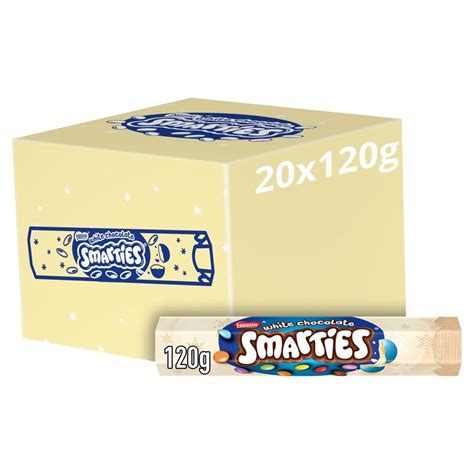 Smarties White Chocolates Giant 10 Pack X 120g Tubes Split Case