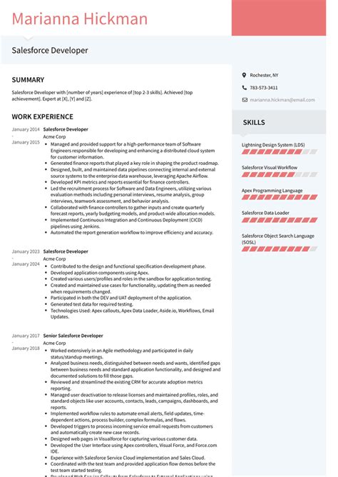 Salesforce Developer Resume Examples And Templates