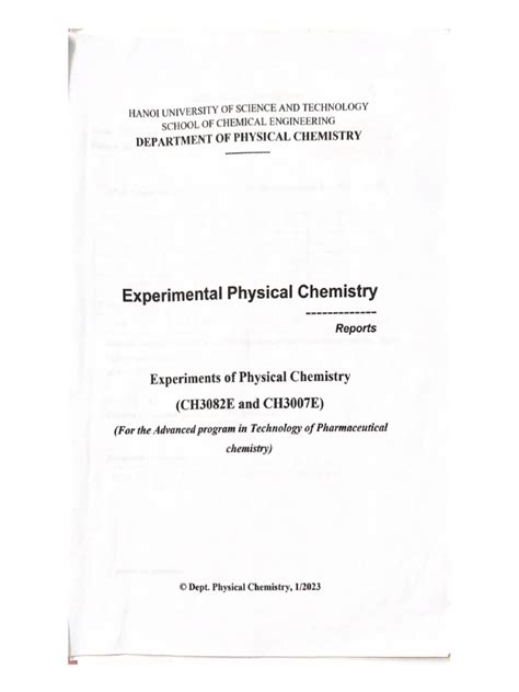 Experimental Physical Chemistry Pdf