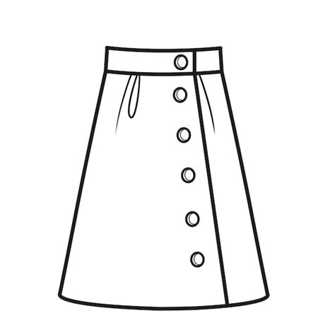 Premium Vector Casual Aline Skirt With A Large Number Of Buttons