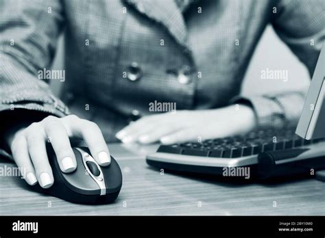Female Hands Using Computer Stock Photo Alamy