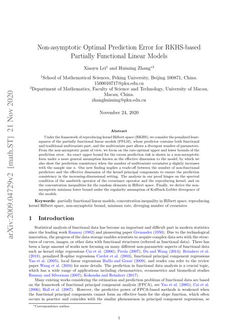 Pdf Non Asymptotic Optimal Prediction Error For Rkhs Based Partially
