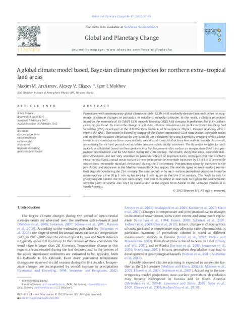 Pdf A Global Climate Model Based Bayesian Climate Projection For