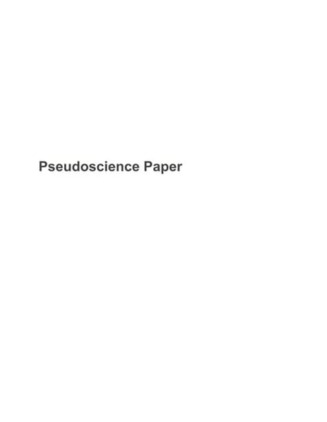 Pseudoscience Paper Sample Paper Essay Pdf