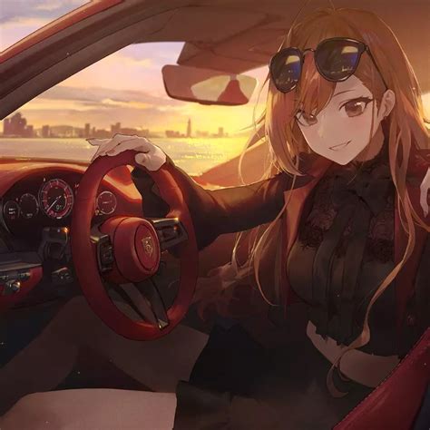 Живые обои Anime Car girl скачать на VSThemes.org