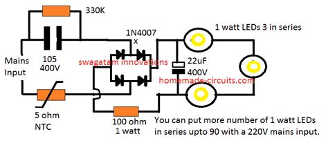 Transformerless Current Controlled LED Bulb Circuits You Can Build At Home Homemade Circuit