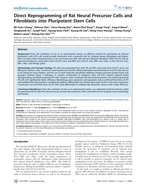 Pdf Direct Reprogramming Of Rat Neural Precursor Cells And
