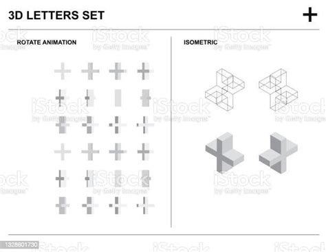 3d 플러스 기호 알파벳 문자 세트 애니메이션 Isometric 와이어 프레임 벡터 3차원 형태에 대한 스톡 벡터 아트 및 기타 이미지 3차원 형태 더하기 키 돌기