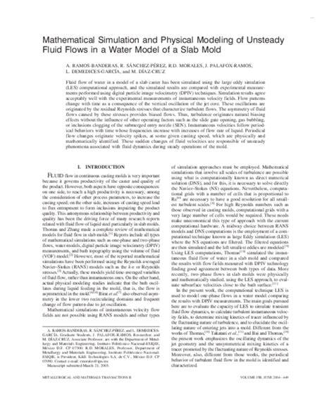 Pdf Mathematical Simulation And Physical Modeling Of Unsteady Fluid