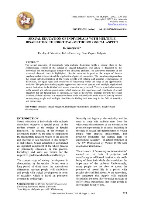 Pdf Sexual Education Of Individuals With Multiple Disabilities