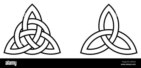 Triquetra Sign Icon Set Leaf Like Celtic Simple Symbol Black Line Vector Trikvetra Knot With
