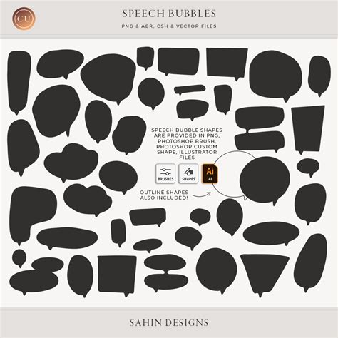 Speech Bubble Photoshop Custom Shapes Sahin Designs Cu Digital Scrapbook