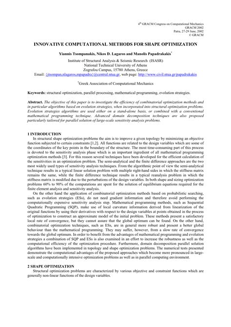 Pdf Innovative Computational Methods For Shape Optimization