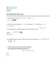Real Zeroes Long Division Synthetic Division And Rational Course Hero