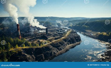 Coal Mining From Above Open Pit Mine Extractive Generative Ai Stock